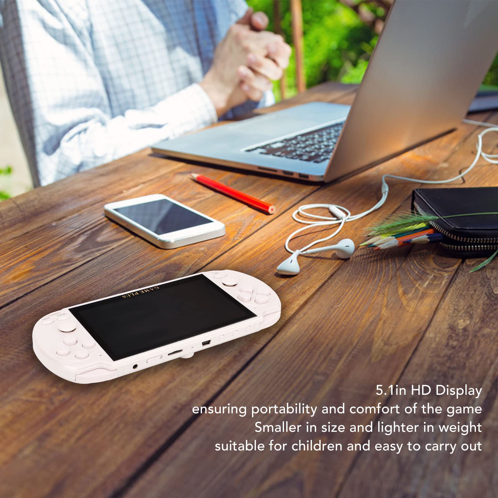 Yadoo 5.1in Handheld Game Console, Portable Dual Joystick Game Console Support Video Music Photo Electric Book Recorder, Retro Video Game Console, 32GB RAM, USB Rechargeable