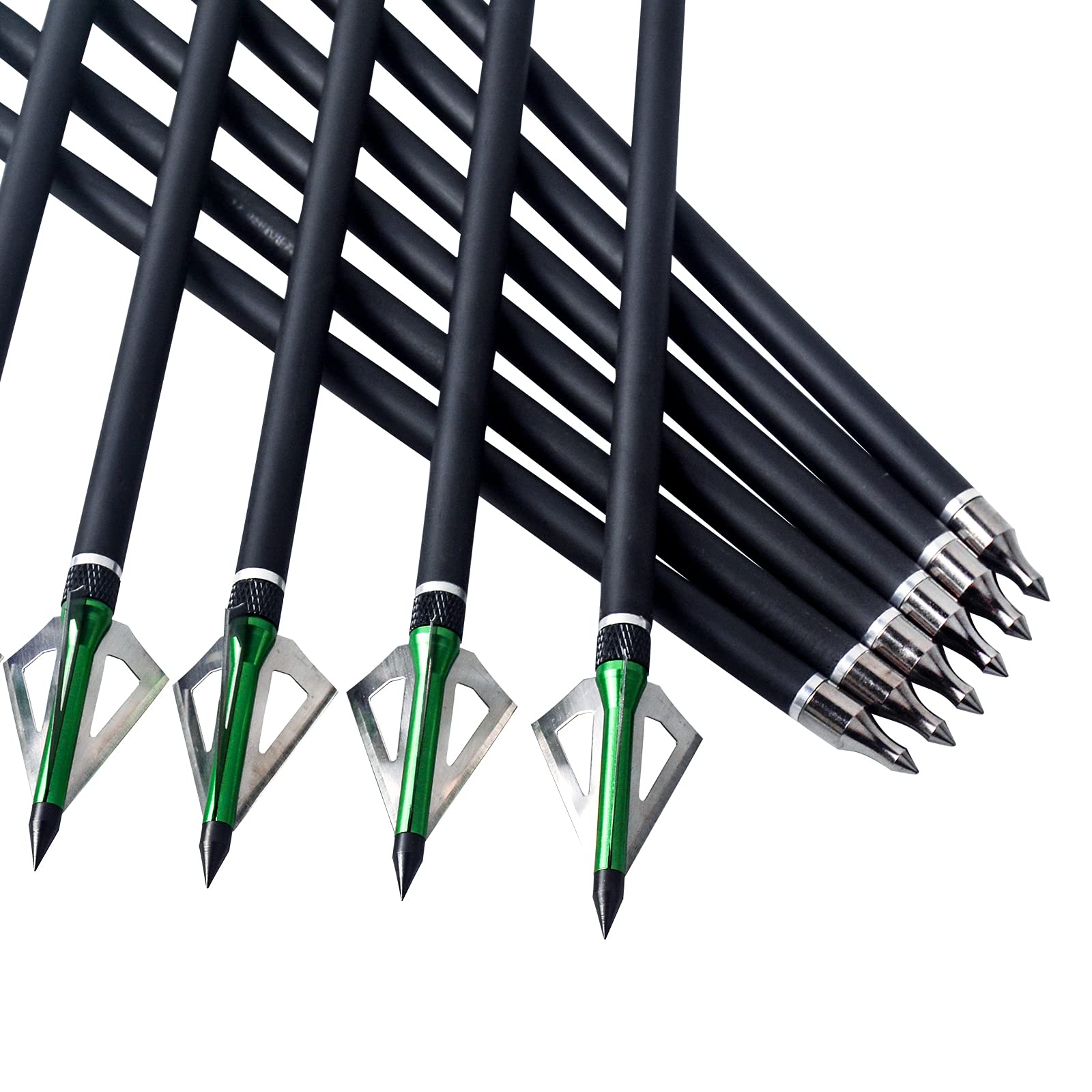 SXSZY Crossbow Bolts 20 Inch ,Carbon for Hunting Archery Arrows with 12 Pack and 6Pcs Broadheads and 4" Vanes