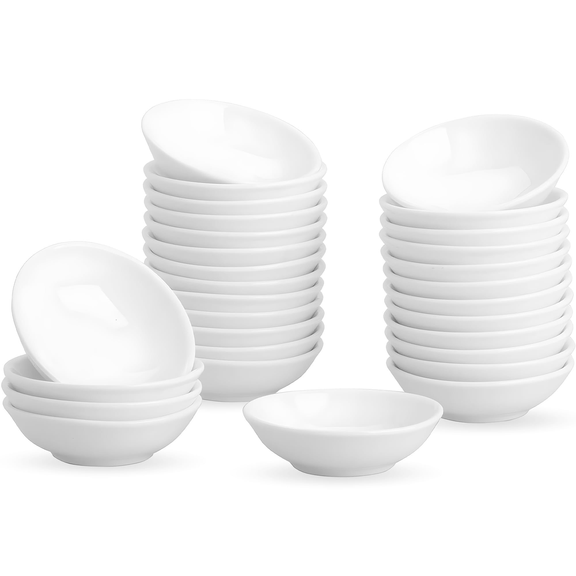UIBFCWN Sauce Dish Dipping Bowls, 30 Pack Ceramic Dip Bowls Set, 1.2 Oz Soy Sauce Dish, White Dipping Bowls Bulk, Asian Sauce Bowls for Ketchup, BBQ, Condiments, Appetizer