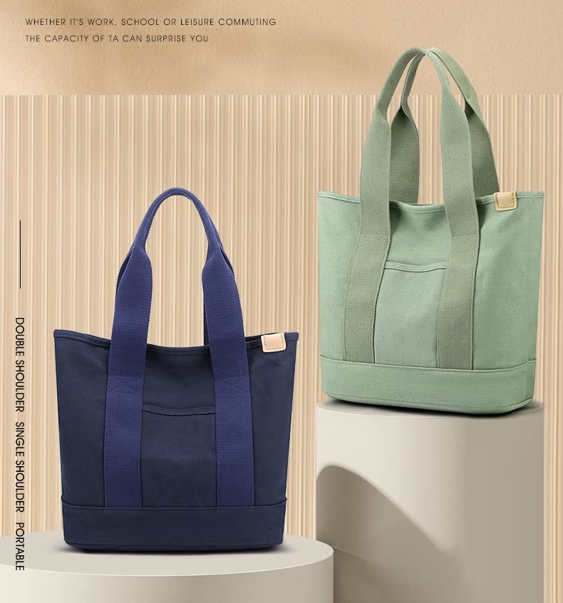 XLXLbb Utility Large Capacity Multi-Pocket And Zipper Handbag Fashion Casual Shoulder Canvas Bag Sorting For Gym Travel Work Shopping Bag