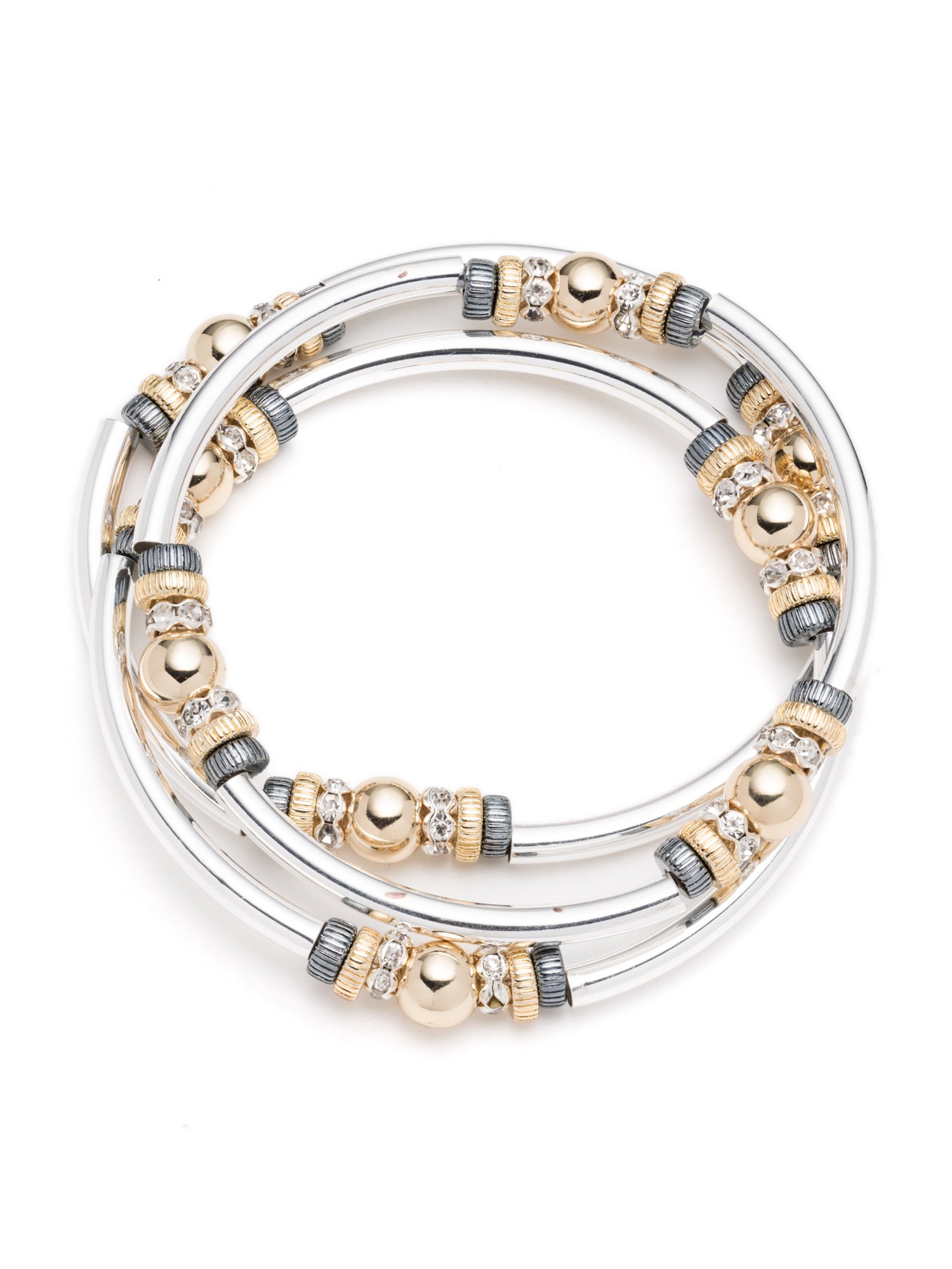 Nine West Women's Classics Tri-Tone Set of 3 Bangle Stretch Bracelet