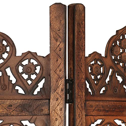 Matalde Hand Carved 3 Panel Room Divider with Beautifully Carved Pattern, 3.93' Wooden Folding Privacy Screen, Freestanding Partition Wall Divider for Office, Home, Christmas Decoration, Dark brown