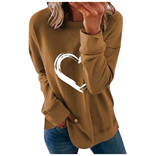 Women's Fashion Printing Sweatshirt Round Neck Long Sleeve Cute Blouses Casual Autumn and Winter Pullover