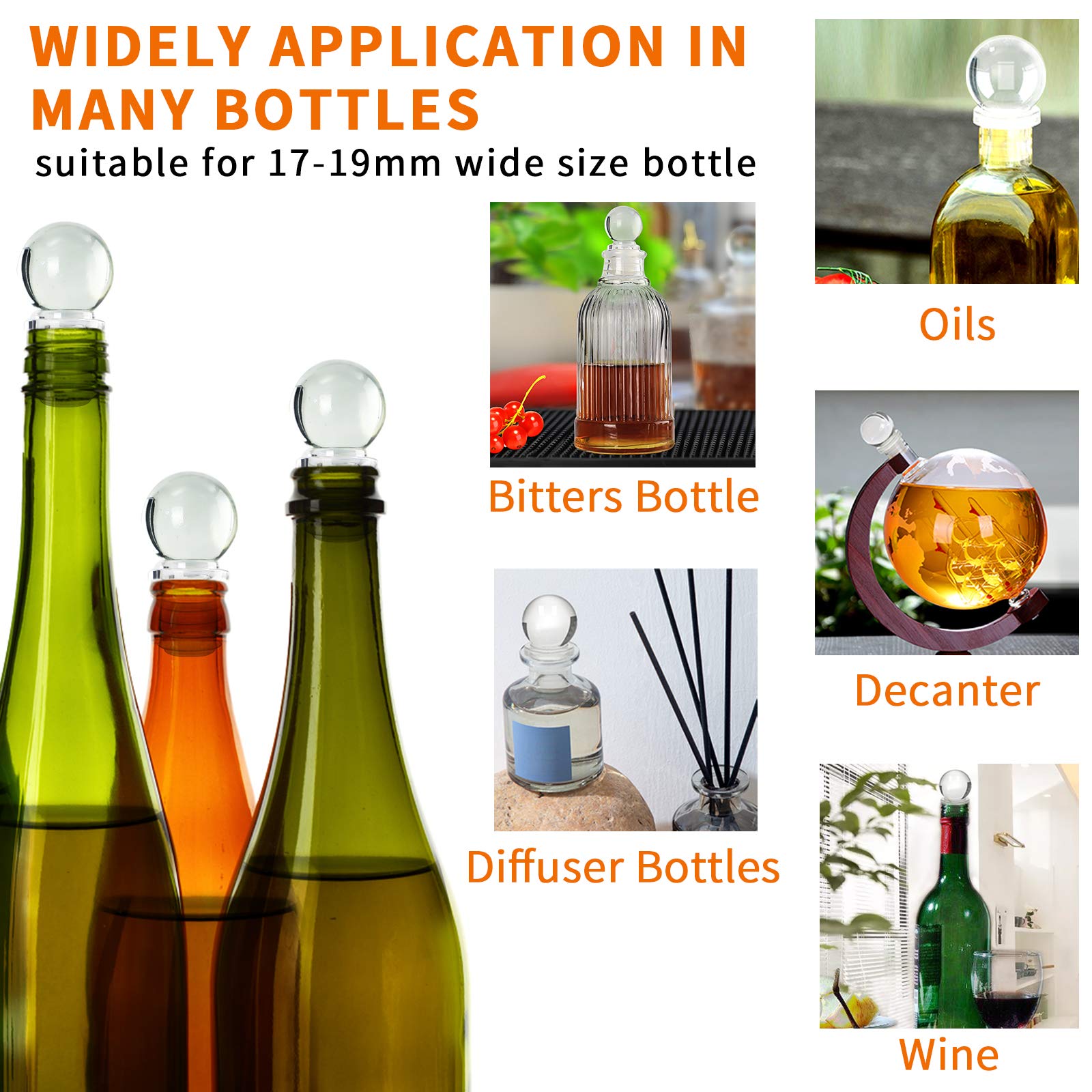 Wine Bottle Stoppers 24 Pack Wine Saver with Silicone Glass Unbreakable Wine Stopper for Decanter Beverages Champagne Liquors Oils Diffuser Bottles