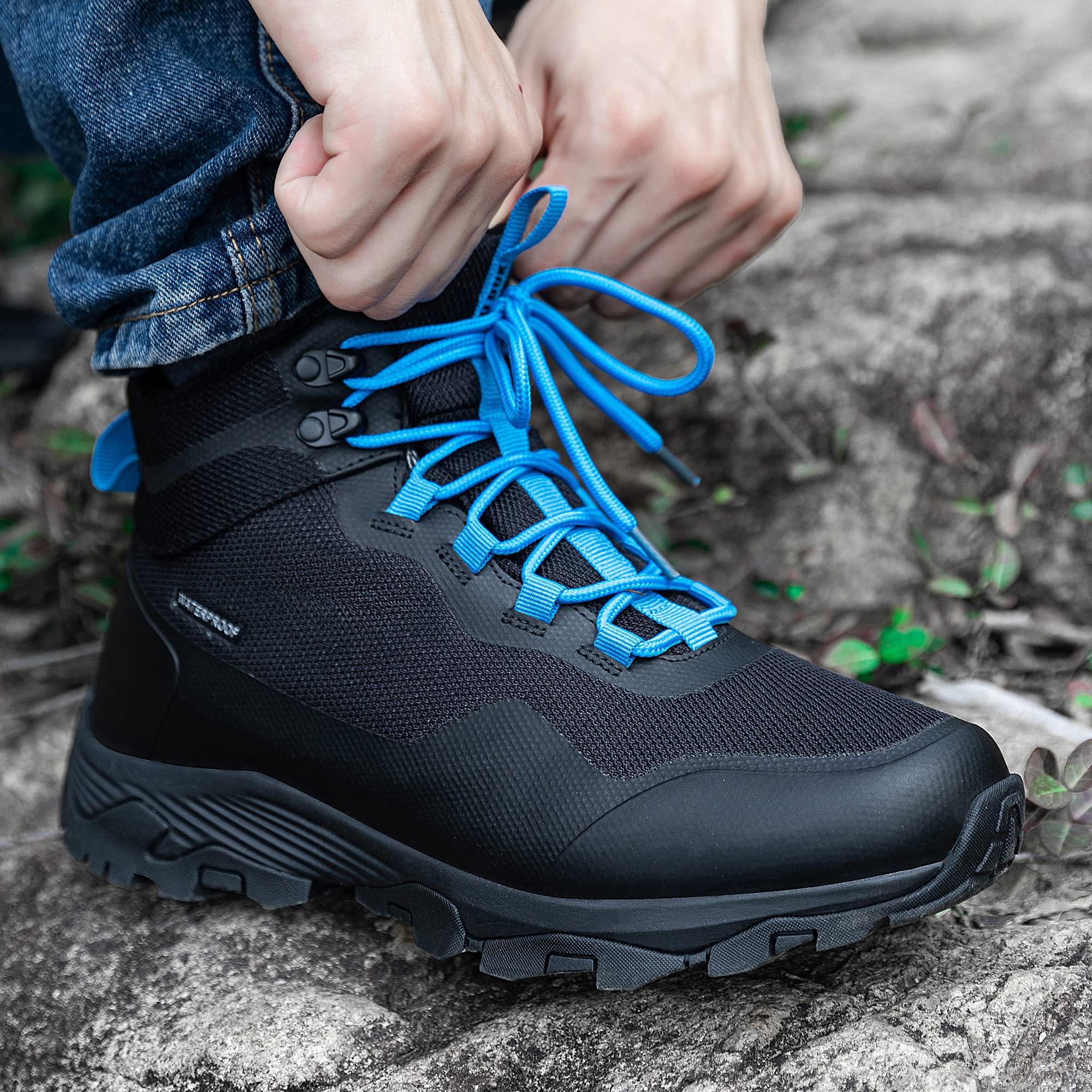 SHULOOK Men's Hiking Boots Waterproof Lightweight Breathable Anti-Slip Outdoor Comfortable Hiker Boot