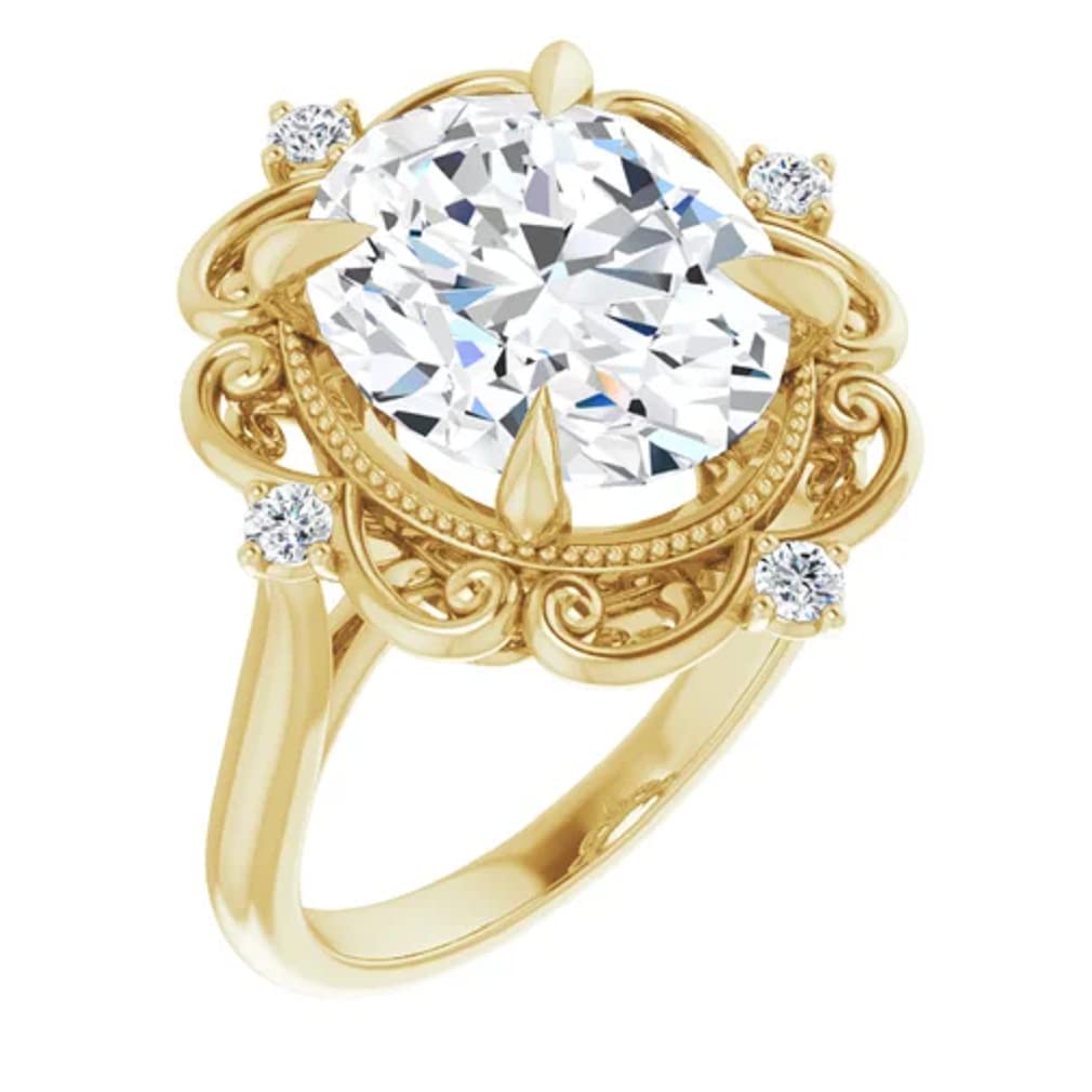 Solitaire Moissanite Engagement Ring Set, 4.25 CT Oval Cut Moissanite Diamond Bridal Wedding Ring Set for Women, Birthday Gifts for Love, VVS1 Colorless, 10K 14K 18K Solid Gold, 925 Silver