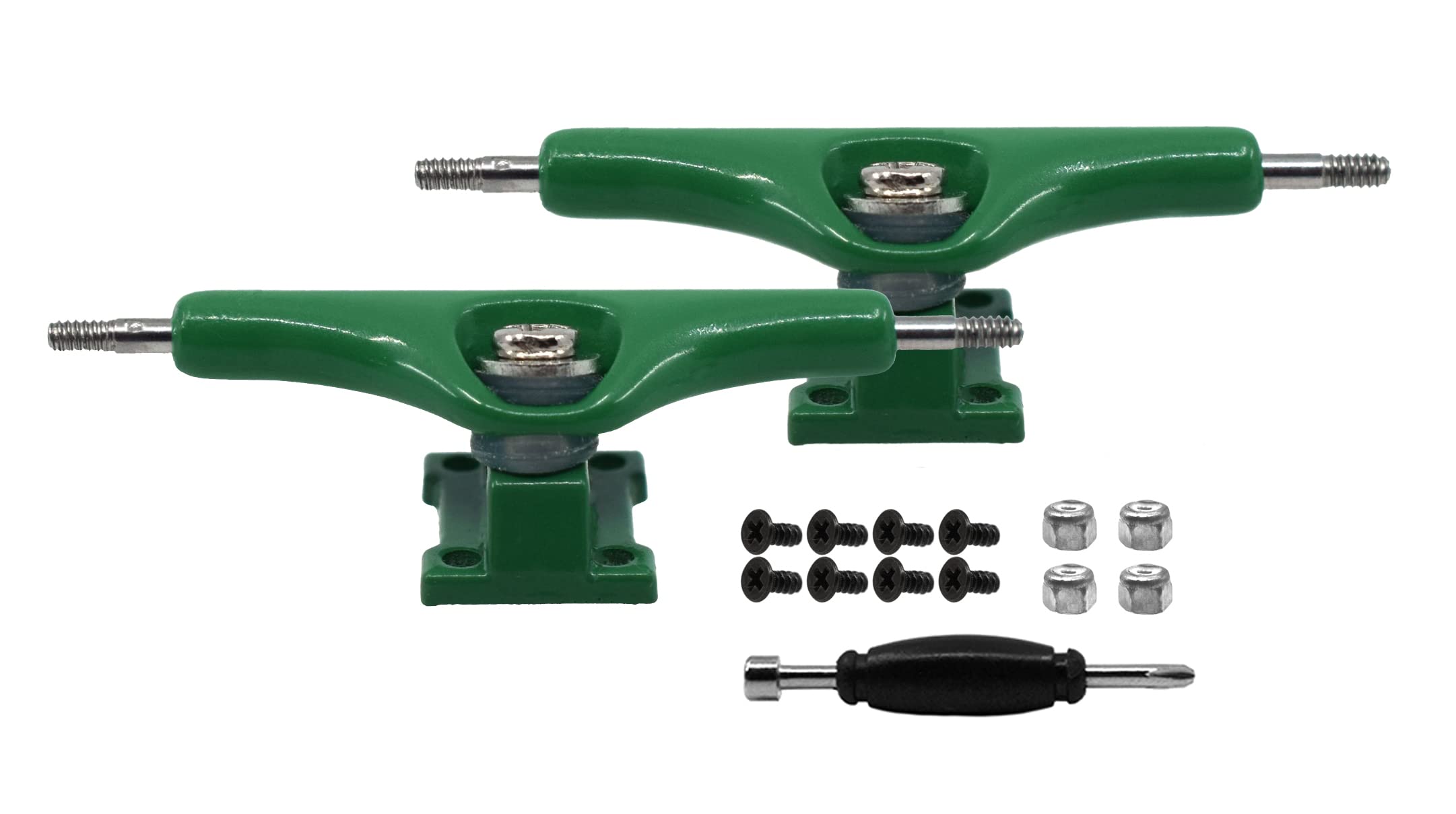 Teak Tuning Prodigy Swerve Fingerboard Trucks, Green Colorway - 34mm Wide - Inverted Kingpin - Professional Shape, Appearance & Components
