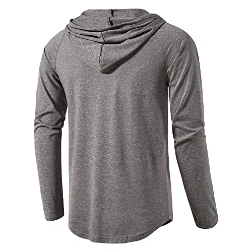 MUSE FATH Mens Lightweight Long Sleeve Active Baseball Hoodie Tee Shirts-Dark Grey-S