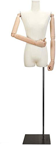 Mannequin Torso Mannequin Dress Form Torso Adjustable Female Tailors Dummy Mannequin Dressmakers Dummies Display Bust Detachable for Clothing Jewelry Display Stand (A)