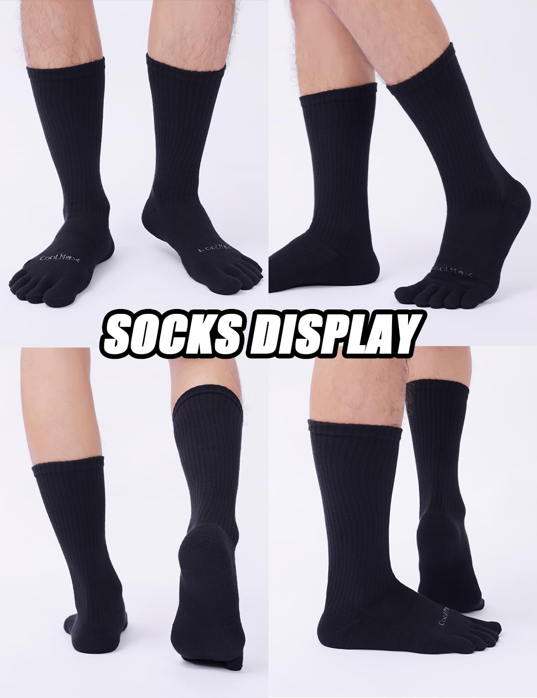 TikMox Toe Socks for Men Women Ankle Socks for Running CoolMax Five Finger Socks Large(3 Pairs)