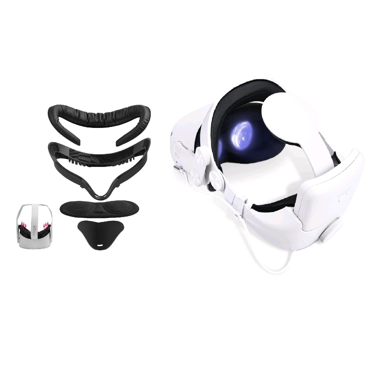 TechKen VR Face Pad for Oculus Quest 2 and Comfort Headstrap with 8000mAh Battery Pack