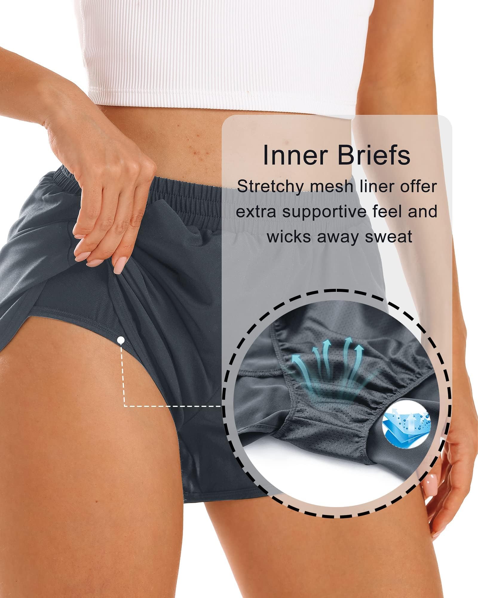 Stelle Women 3"/4"/7" Running Shorts High Waisted Athletic Shorts Quick Dry Workout Shorts with Mesh Liner Deep Pockets (7β Black, XL)