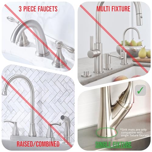 Ternal Sinkmat for Kitchen Faucet, Original Design, Absorbent Microfiber Fabric, Machine Washable Splash Guard & Drip Catcher For Around Faucet Handle [Grey, Standard, 1 Pack]