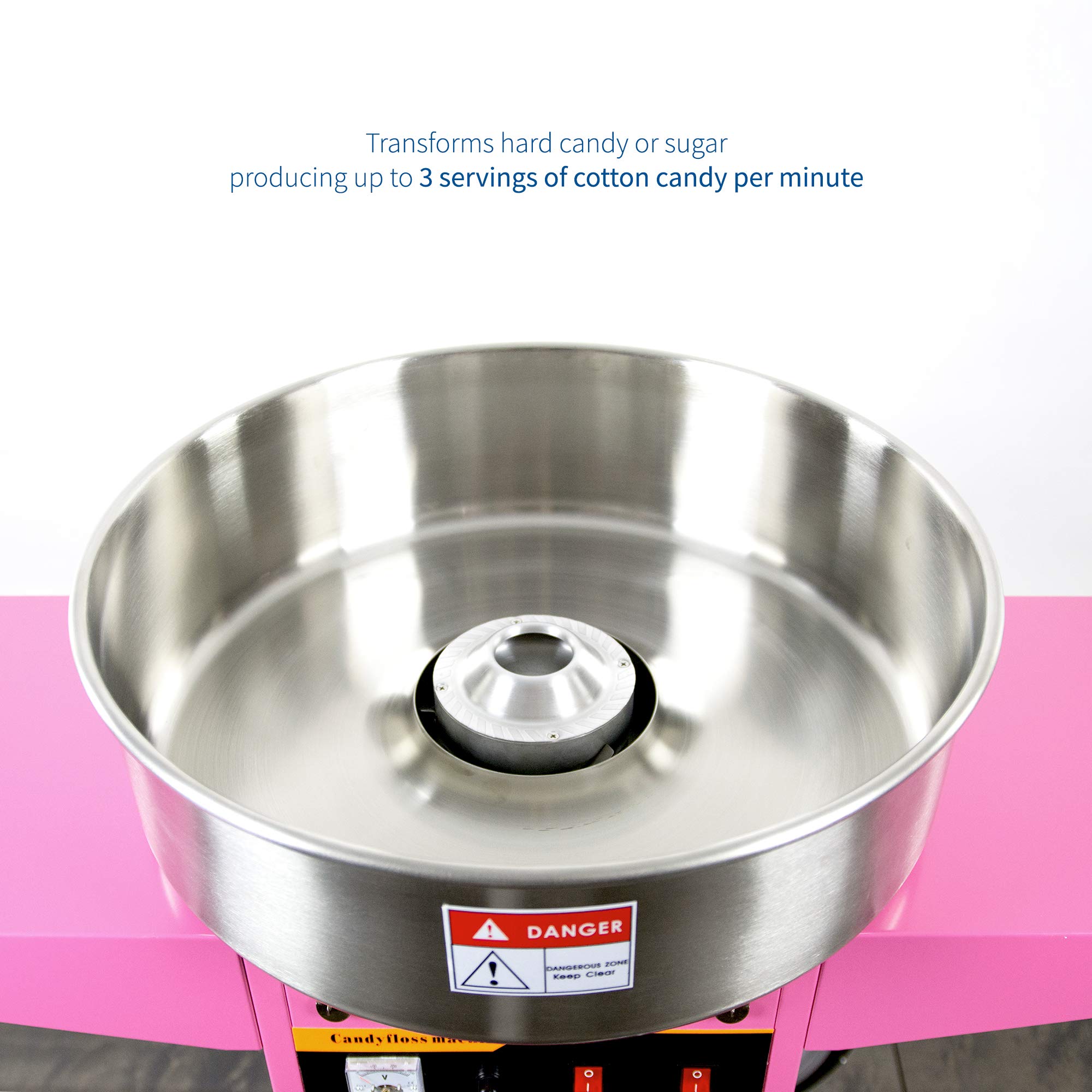 VIVO Pink Electric Commercial Cotton Candy Machine/Candy Floss Maker, Mobile Cart with Bubble Shield CANDY-KIT-2
