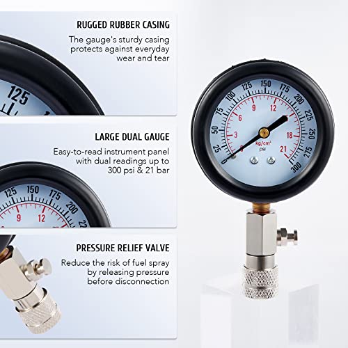 Orion Motor Tech Compression Tester, 8pcs Engine Compression Tester Small Engine Compression Gauge with Adapters for Cars Trucks Motorcycles Marines ATV UTV Snowmobiles