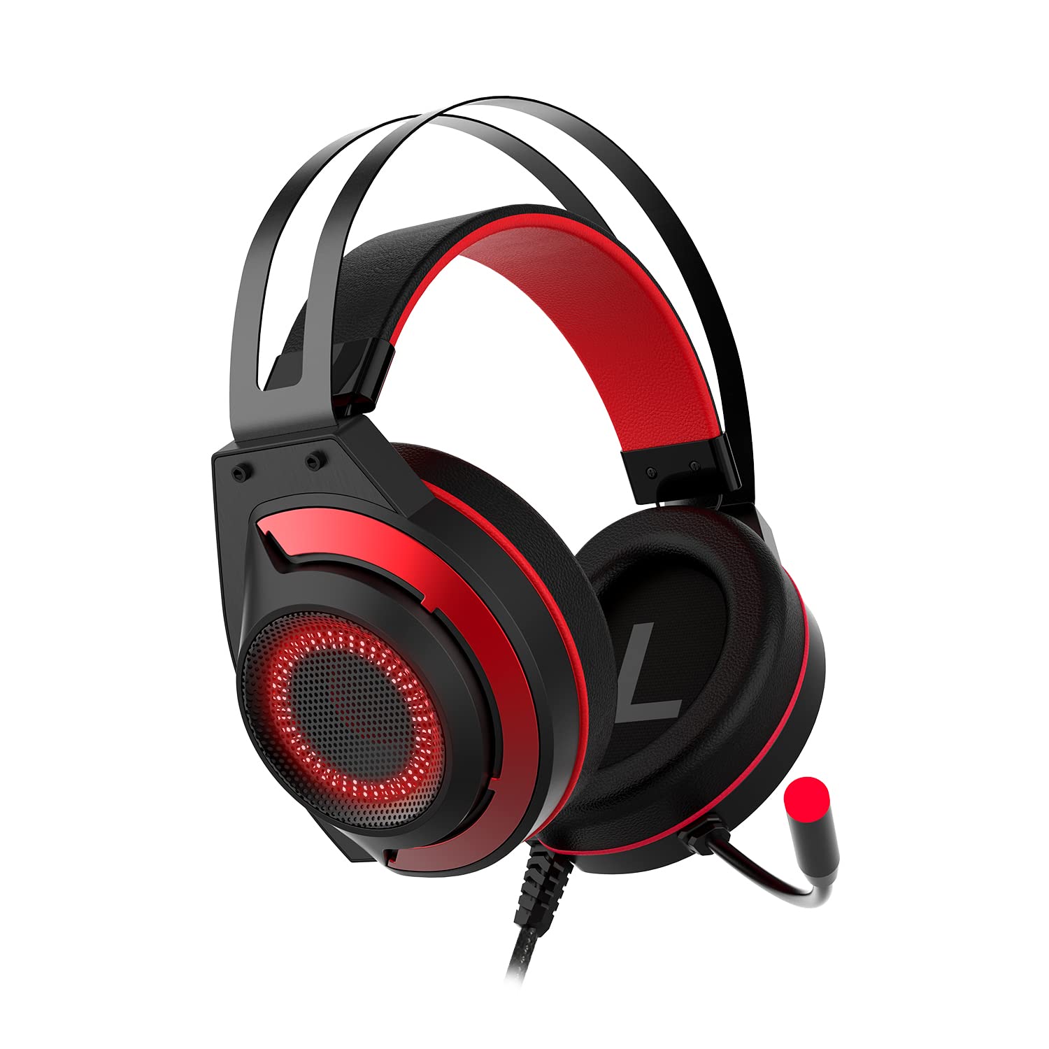 USOTSO PC Gaming Headset/Video Game Stereo Headphone with Noise Canceling Mic & Memory Foam Ear Pads for PC/PS5/PS4/Xbox One/Nintendo Switch - Black Red