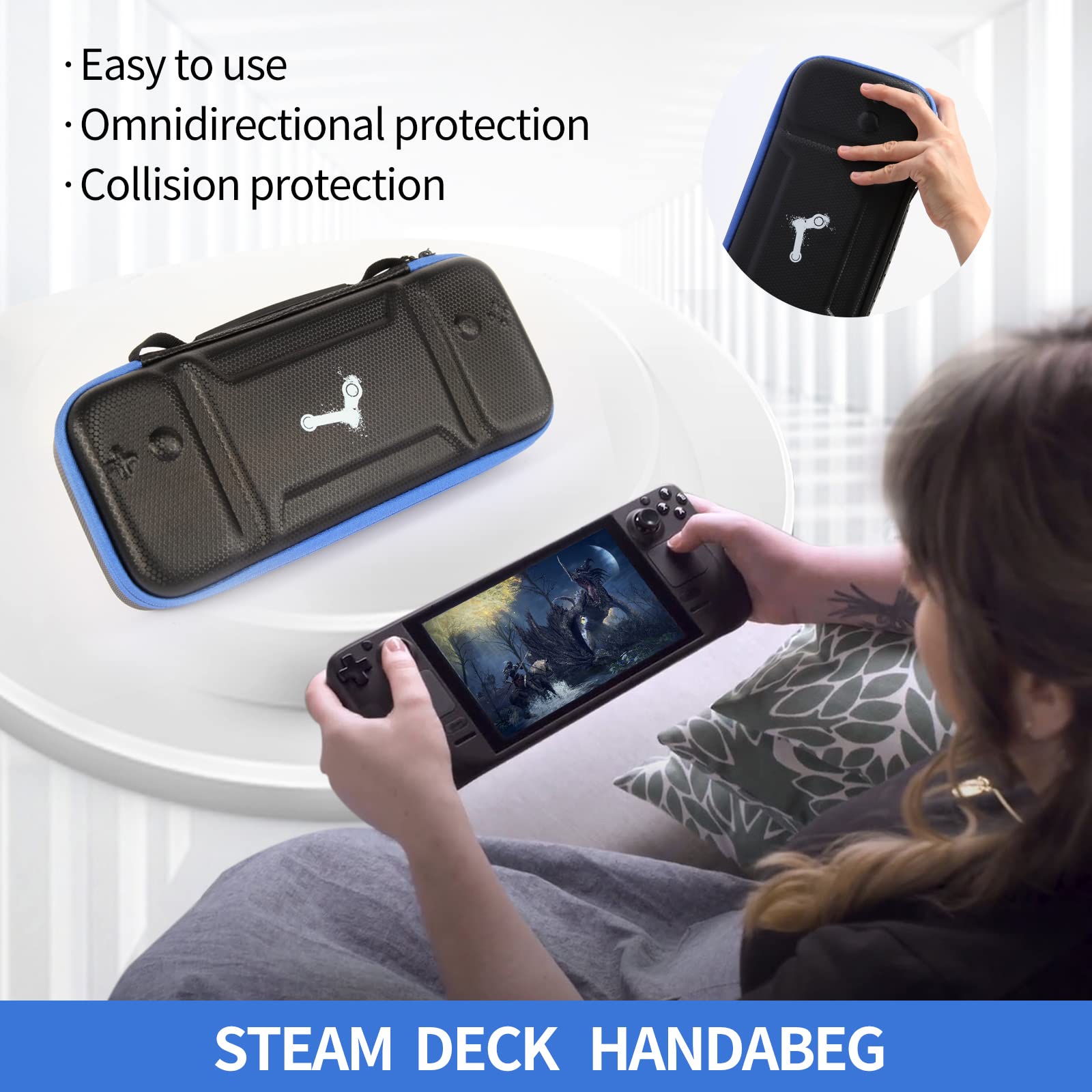 Redcomets Steam Deck Carrying Case.Compatible with Steam Deck, with a Steam Deck tempered glass screen protector.Hard,Portable,Steam Deck game cases with Pockets for Accessories.