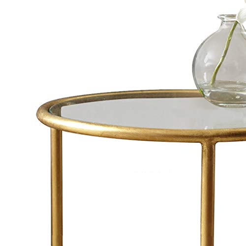 Saladplates-LXM End Tables End Table,Glass Bedside Sofa Side Table with Metal Frame,Small Coffee Snack Table for Home,Office,Bedroom,Hallway,Living Room,Balcony