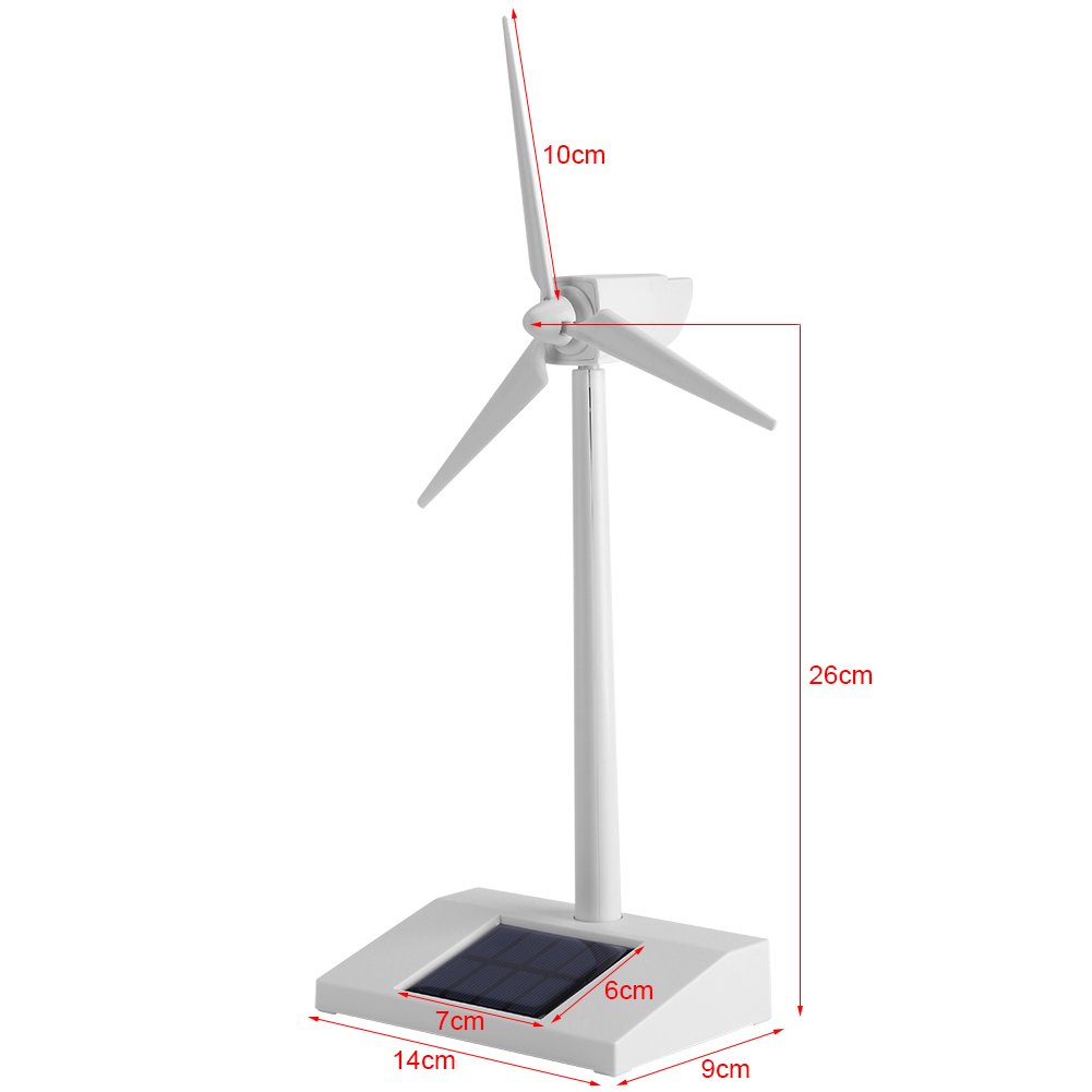 Mini Solar Energy Wind Mill Toy, Desktop Wind Turbine Model Solar Powered Windmills, Home Decor Garden Desk Ornament Education Fan (Best Children/Friends)