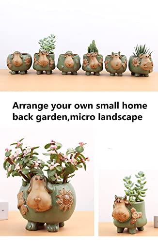 Small Succulent Pots,Succulent Garden Planters,Handicraft Creative Flower Decoration Ornaments,Cute Donkey Ceramic Flower Succulent Pot with Drainage,Suitable for Flower Shops,Home Life,Cafes