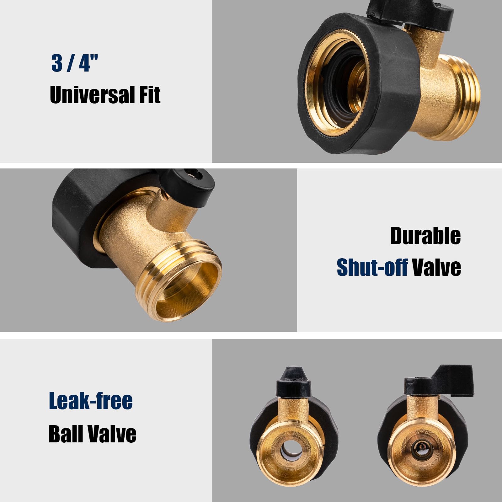 Nraxiot 2PCS Garden Hose Shut Off Valve, Durable Hose Shutoff Valve,Premium 3/4 Brass Shut Off Valve for Garden Hose,Water Hose Shut Off Valve for Household Cleaning