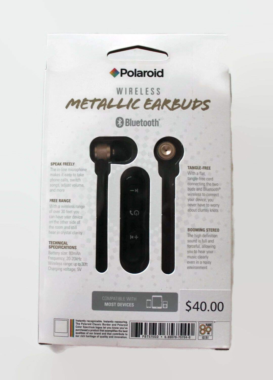 Polaroid Wireless Bluetooth Rose Metallic Earbuds