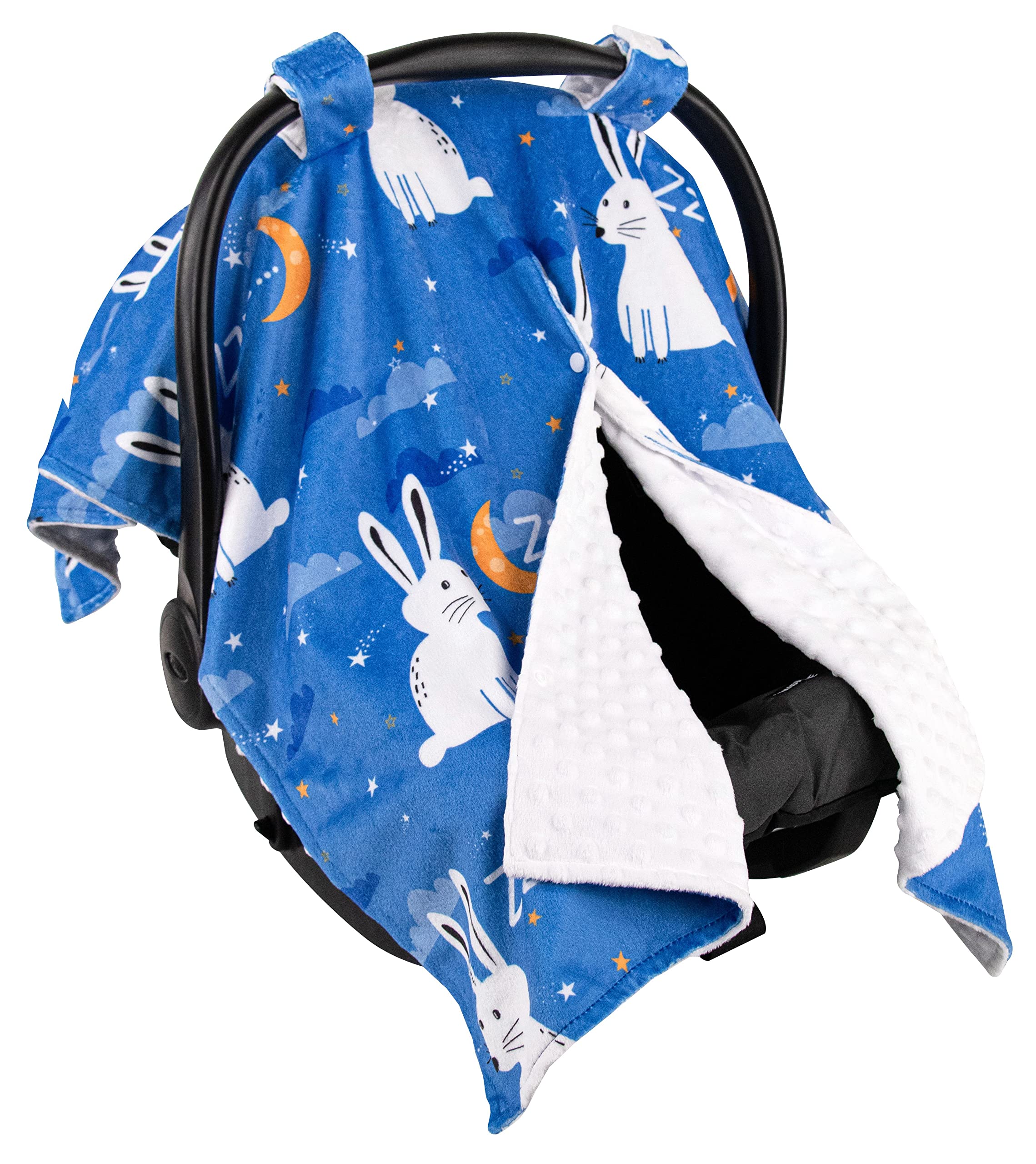 Top Tots Deluxe Minky Baby Car Seat Cover - Nighttime Smiles, 40 x 29 Inch Apricot