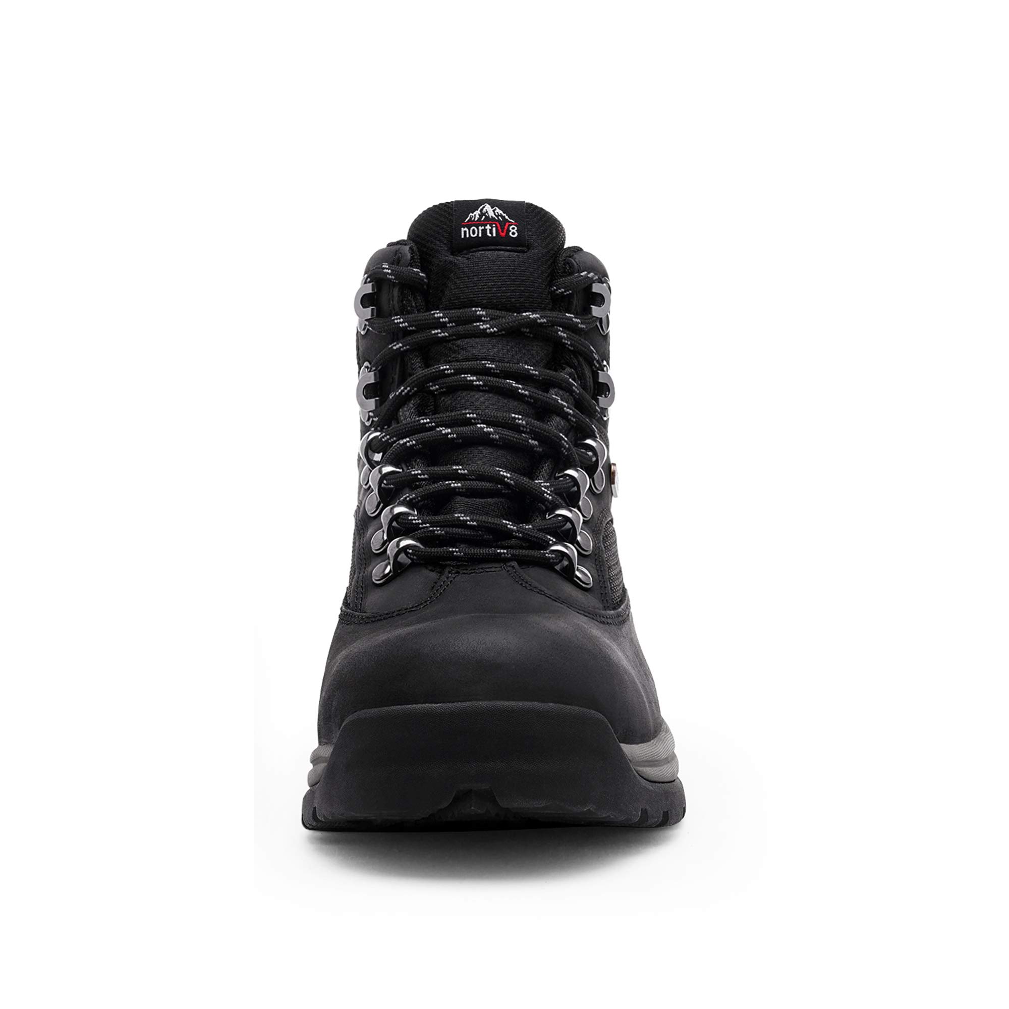 NORTIV 8 Men's Waterproof Hiking Boots Mid Ankle Leather Hiker Boots Black Size 12 M US Rockfor