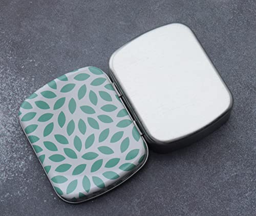 Ruwado 4 Pcs Small Storage Box Metal 6 x 5 x 1.5 cm Rectangle Empty Hinged Tins with Lid Organizers Containers for Earring Crafting Jewely Pills Home Hooks Small Items (Leaves)