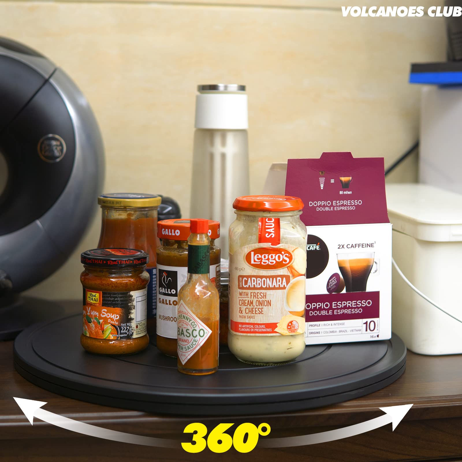 VOLCANOES CLUB Lazy Susan Turntable Organizer - 12 Inch & 16 Inch Heavy Duty Rotating Swivel Stand