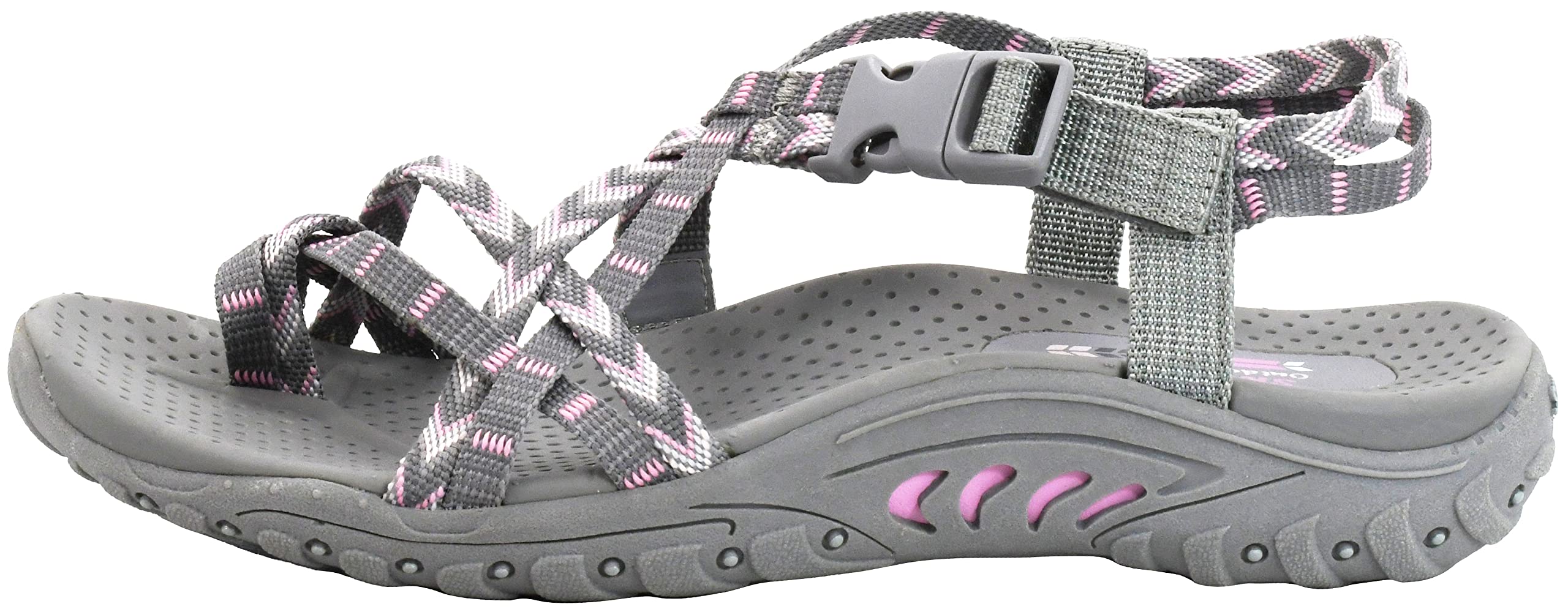 Skechers womens Reggae-islander - Multi-strap Toe Thong Slingback Sandal, Grey, 10 US