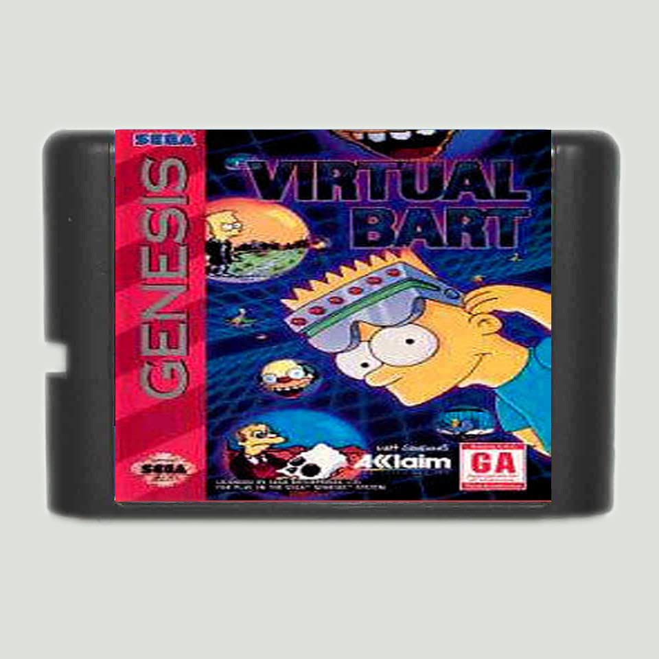 Virtual Bart 16 Bit MD Game Card For Sega Mega Drive For Genesis (Black)