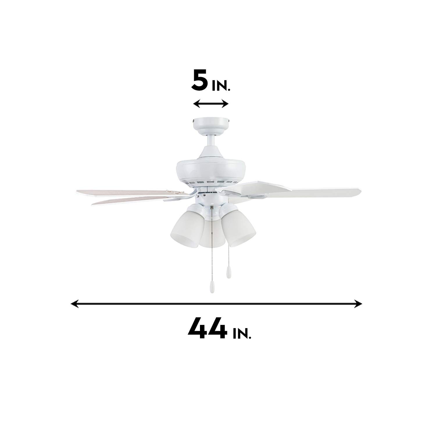 Portage Bay 51444 Miller Park Ceiling Fan, 44, White