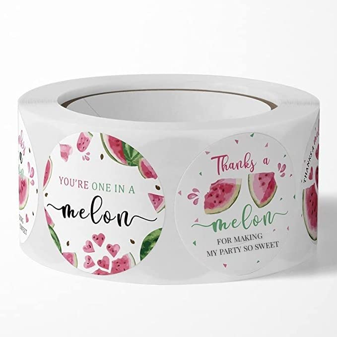 You are One in a Melon Stickers, Watermelon Thank You Sticker Label, Thanks a Melon for Making My Party Sweet Sticker, 500pcs/roll