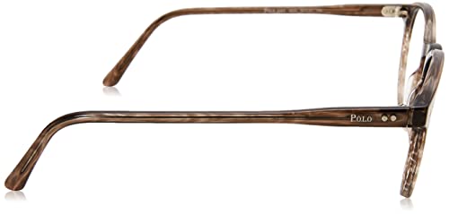Polo Ralph Lauren Men's PH2083 Round Prescription Eyewear Frames, Shiny Striped Brown/Demo Lens, 50 mm