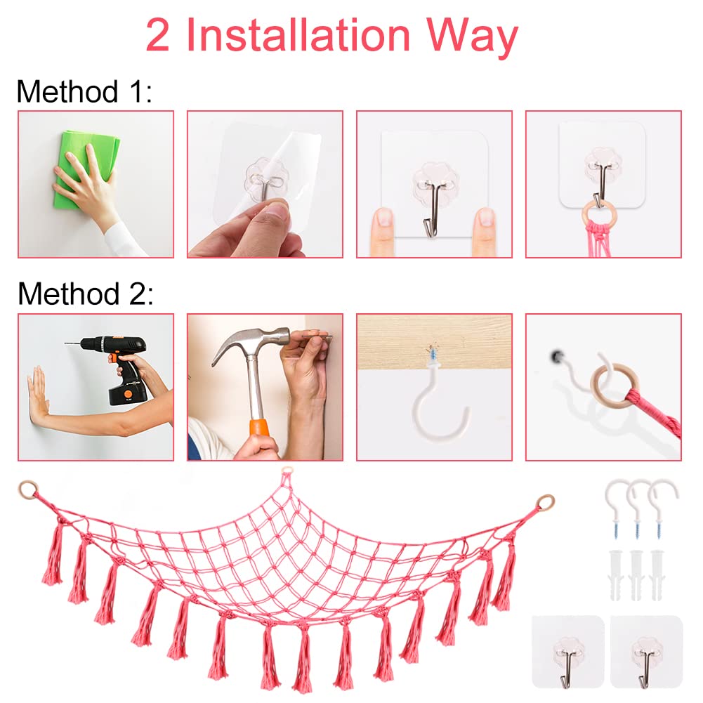 YHZNW 11pcs Toy Net Hammock Set, Plush Toy Hanging Storage Net Organizer, Stuffed Animal Toy Storage Hammock Nets Display Corner Holder for Nursery Playroom Bedroom Kids Room Storage