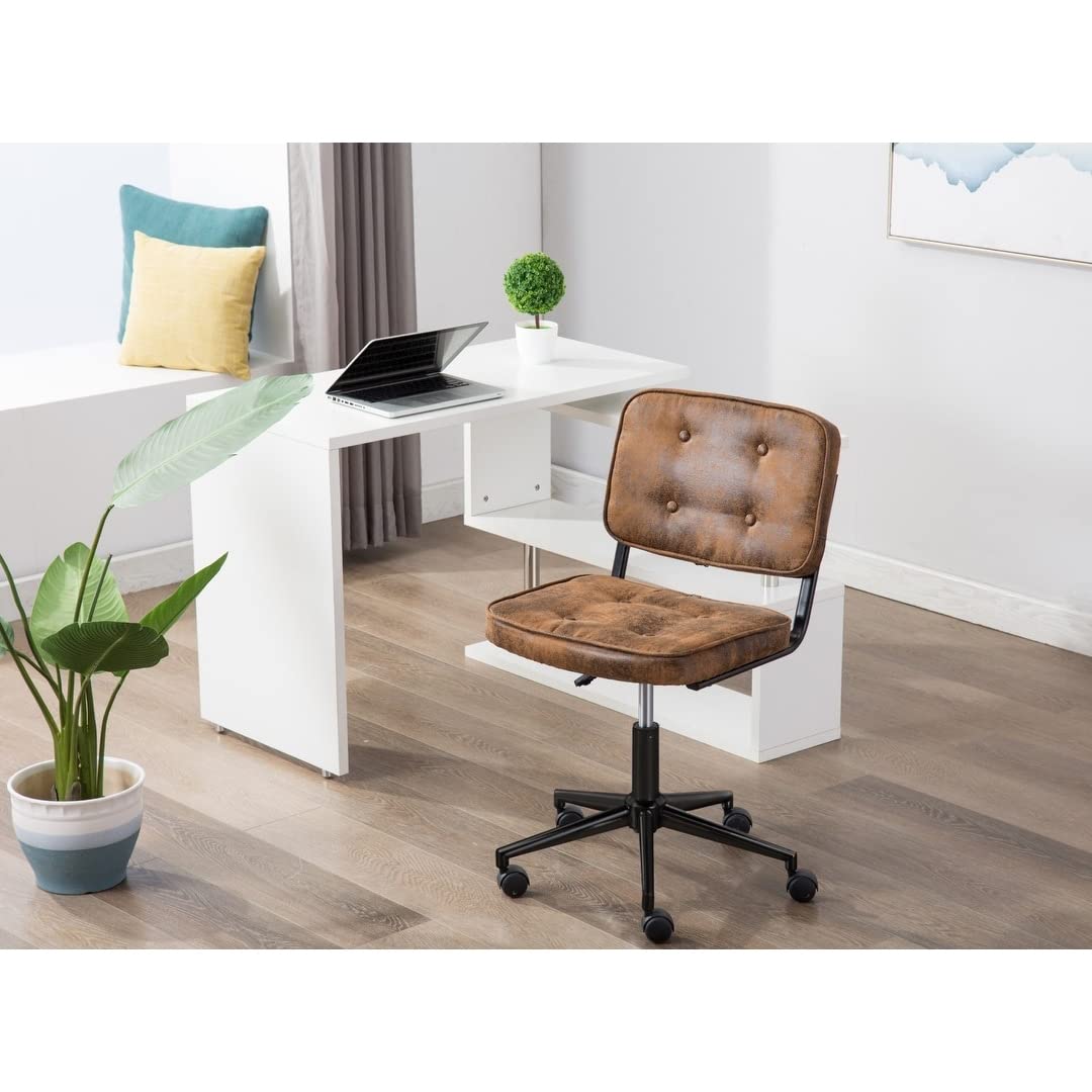 Porthos Home Office Chair with Stylish Suede Upholstery, Versatile Adjustable Height and Durable Roller Castor Wheels