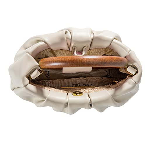 Milan Chiva Clutch Purses for Women Small Handbags Dumpling Mini Cloud Bag with Wooden Handle MC-1007BG