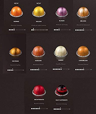 Nespresso Vertuoline - The Mild Sampler Coffee & Espresso Capsules Pods: One Capsule of Each Mild Coffee Flavor Blend for a Total of 10 Capsules - Includes Flavored and Breakfast Blends