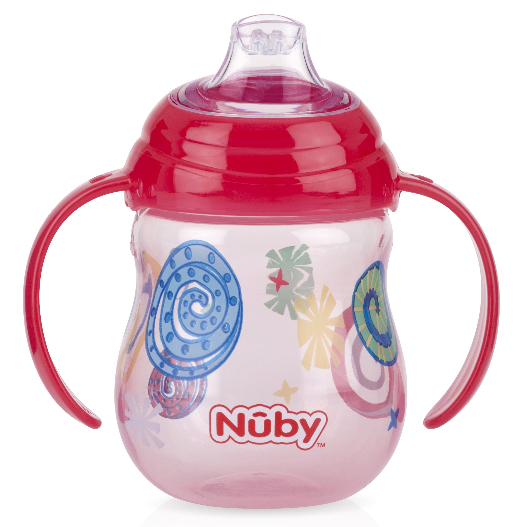 Nuby 3 Piece Grip N' Sip Cup, Pink/Red/Aqua