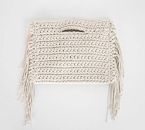 Nice Pies Solid Color Tassel Summer Beach Bag Tote Braided Handbag Women Weave Grass Bag for Travel Everyday Use