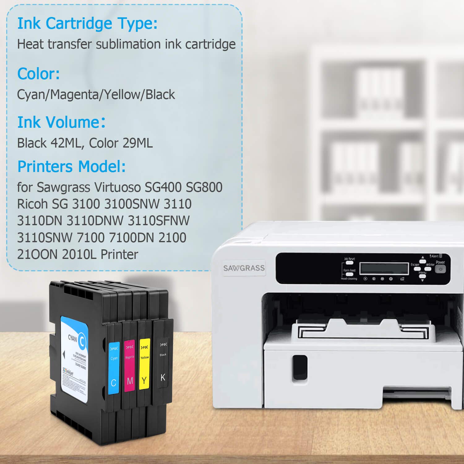 Osinkjet Sublimation Ink Cartridge Compatible for Sawgrass Virtuoso SG400 SG800 Printer (1 Black, 1 Cyan, 1 Magenta, 1 Yellow, 4-Pack)…