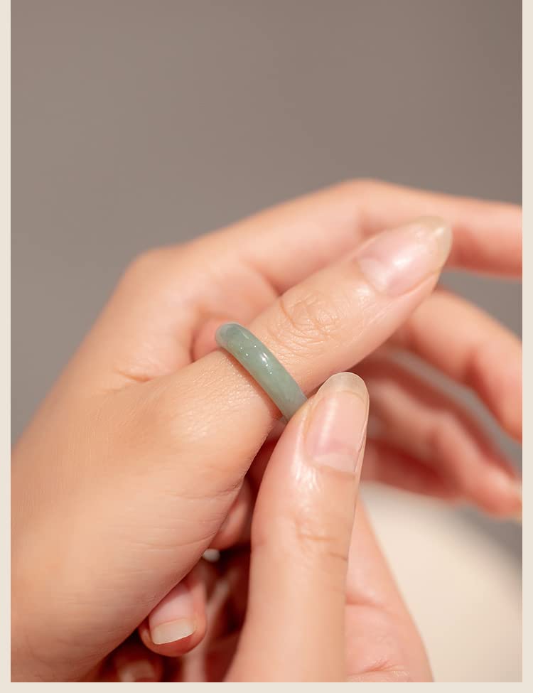 Zhubobo Mens Womens Natural Genuine Real Green Jade Band Ring Size 5-12 (Green,11)