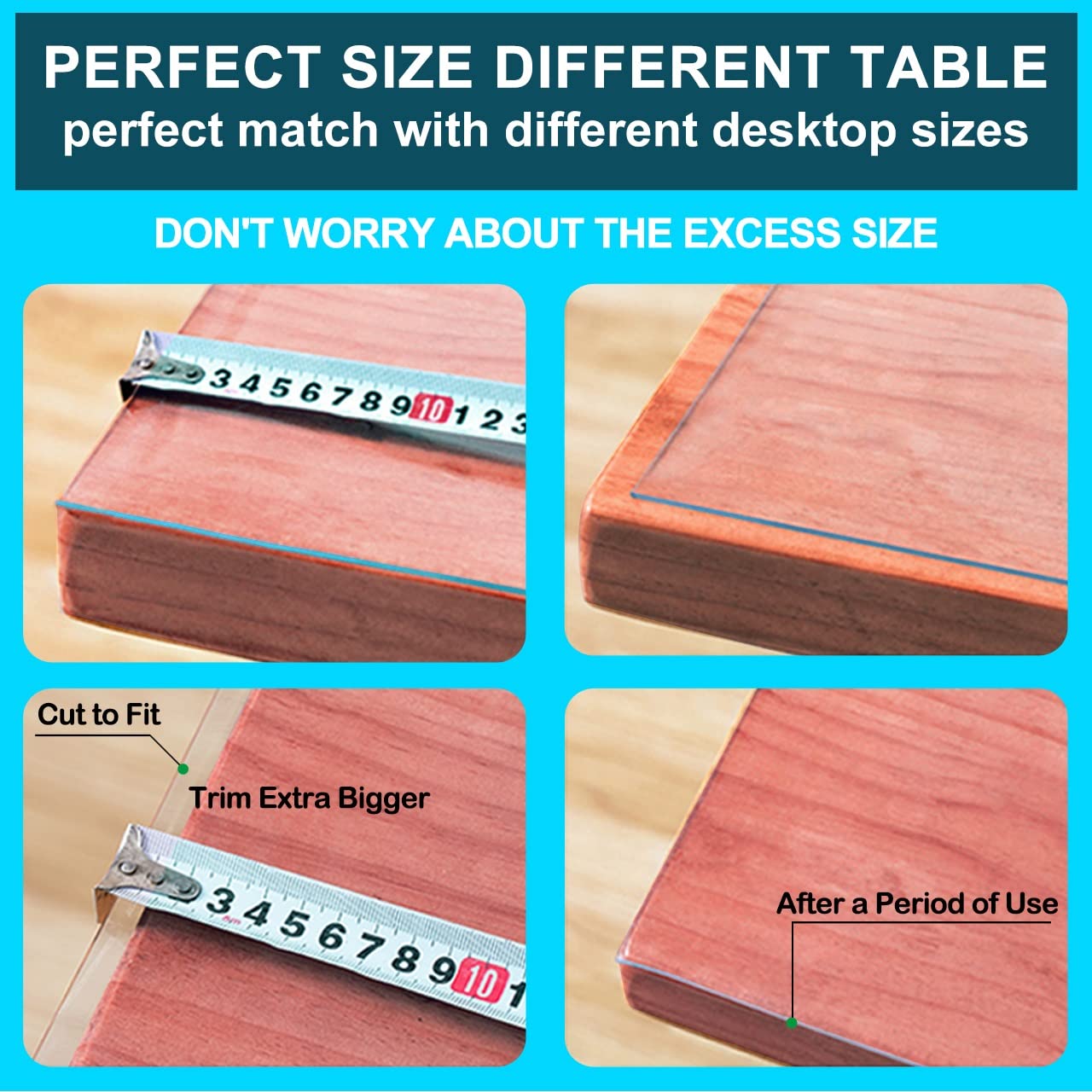 Non-slip 36x102 Inch PVC Plastic Clear Table Cover Protector Waterproof Vinyl Crystal Table Top Cloth Cover for Wedding Table Coffee Dining Tabletop Kitchen Bar Countertop Conference Table Protection