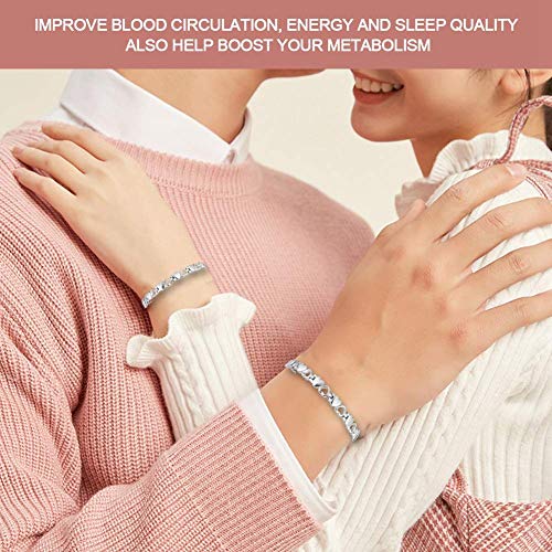 Pongnas Ms. Hollow Love Heart Titanium Magnetic Magnetic Bracelet Adjustable
