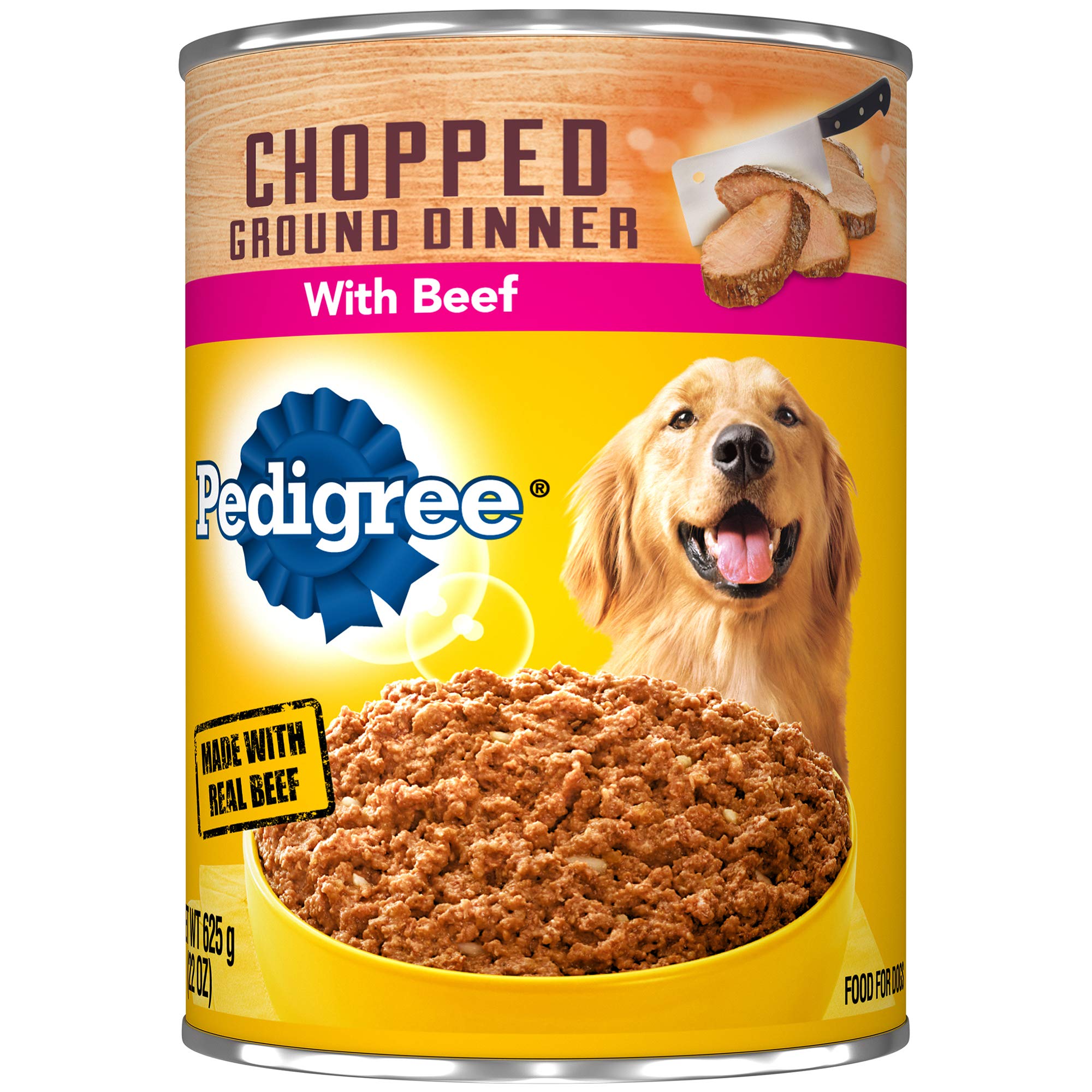 PEDIGREE Meaty Ground Dinner With Chopped Beef Canned Dog Food, 22 ounce cans