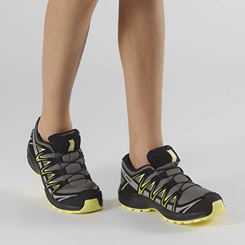 Salomon Kids XA PRO 3D CLIMASALOMON Waterproof Trail Running Shoes, Gargoyle/Black/Charlock, 13 US Unisex Little