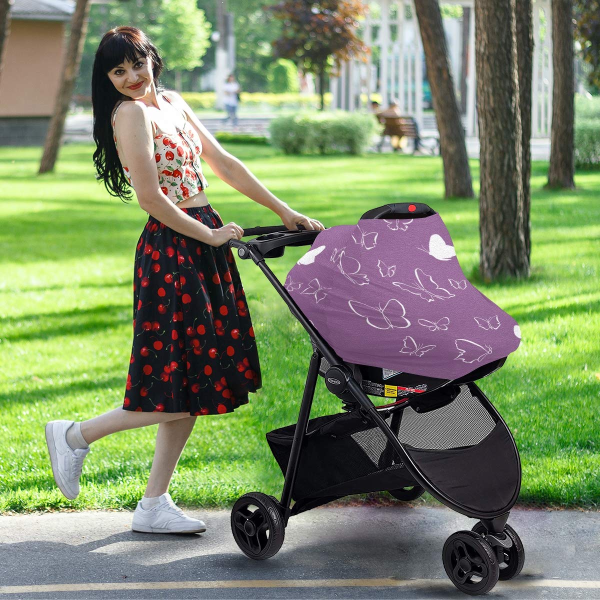 Nursing Cover Breastfeeding Scarf Silhouettes Butterflies - Baby Car Seat Covers, Stroller Cover, Carseat Canopy (801i)