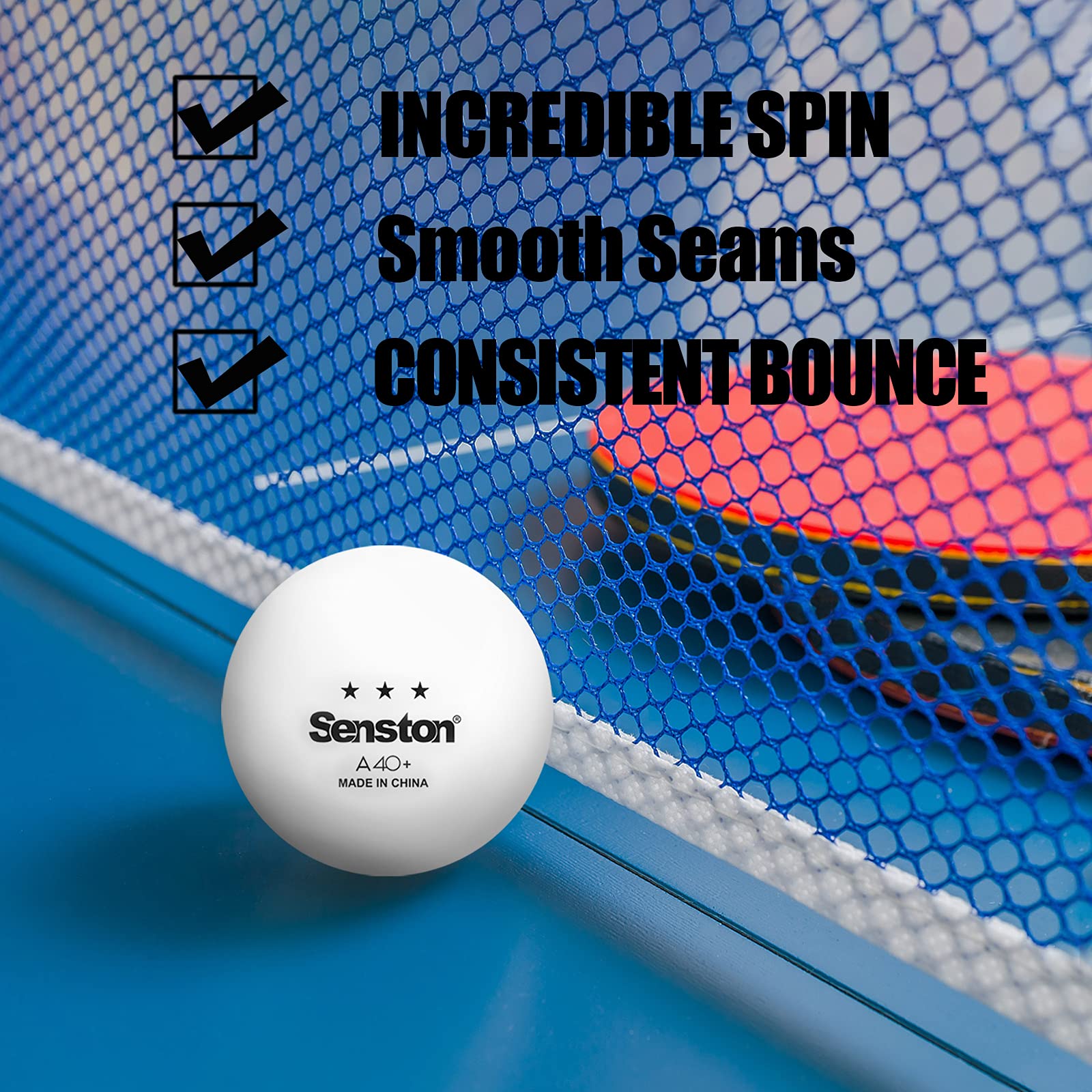 Senston Table Tennis Balls, 3 Star Ping Pong Balls, Official 40mm Size, (Pack of 12 or 24) Advanced Training Ping Ping Balls(White)