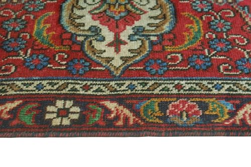 Noori Rug - Premium & Luxury Imported - Handmade Vintage Distressed Jayvee Rug - Red - Navy, 9'6" x 12'10" - Living Room - Dining Room - Bedroom